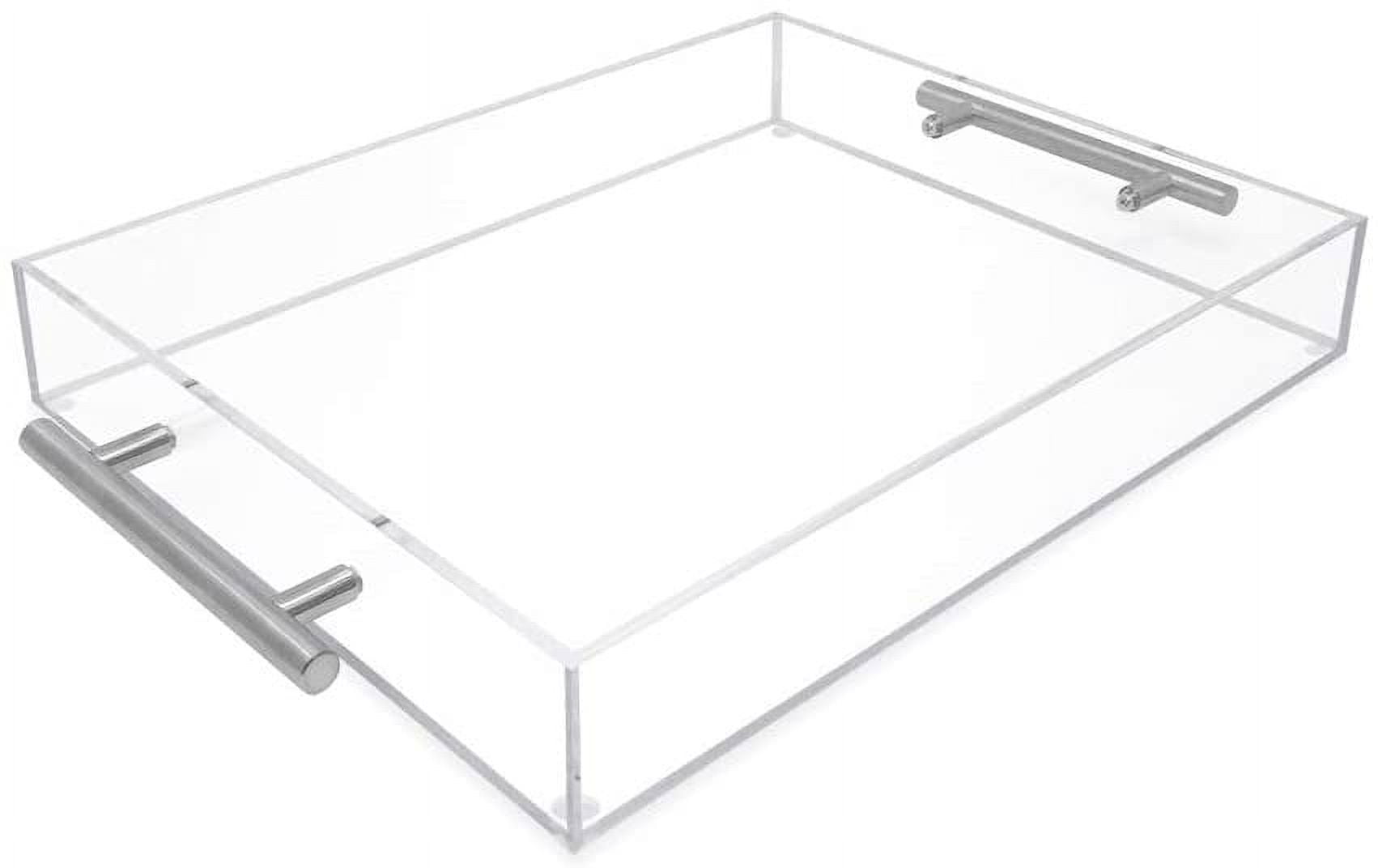 Isaac Jacobs Clear Acrylic Serving Tray 11x14 withSilver MetalHandles ...