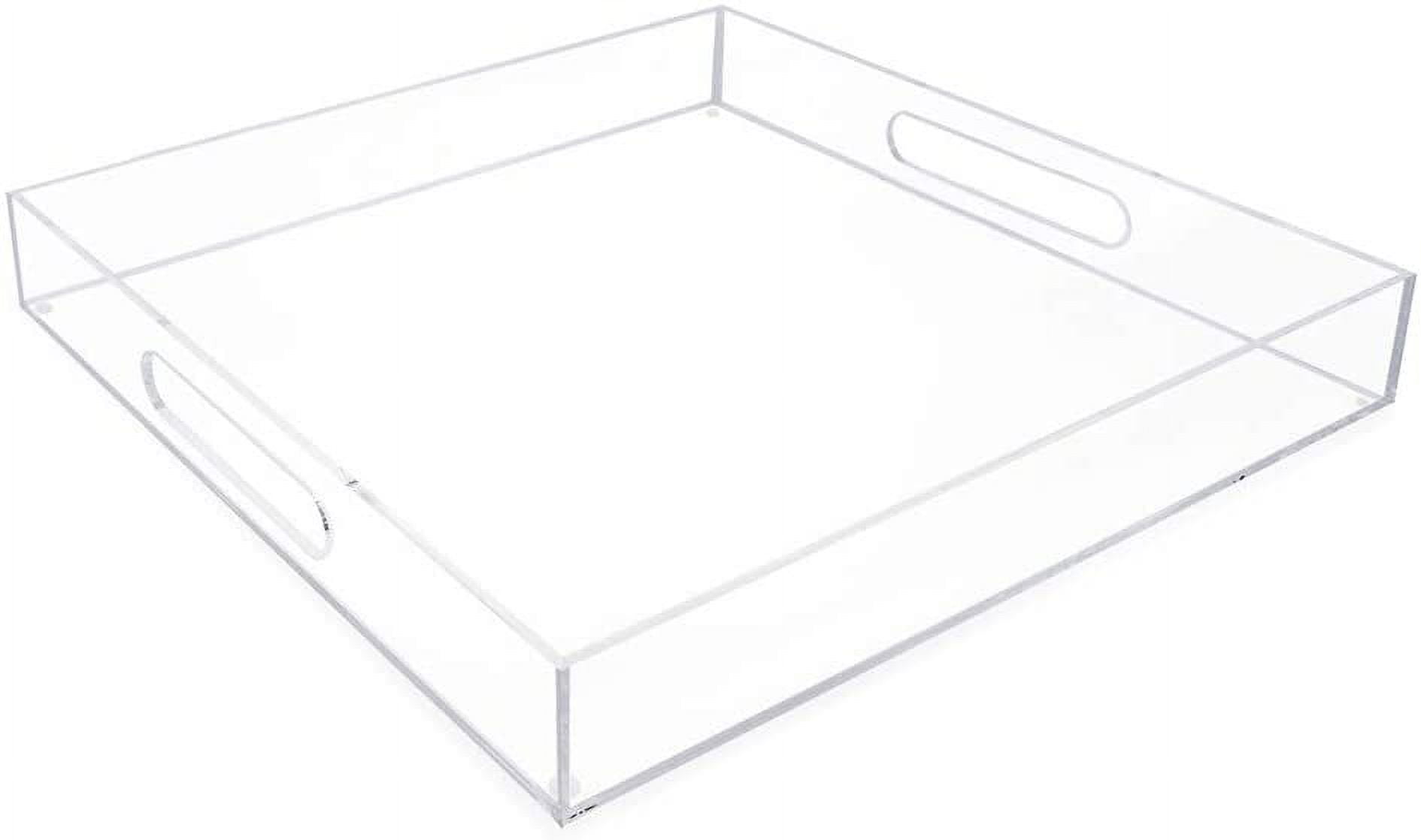 Isaac Jacobs Clear Acrylic Serving Tray 15x15 withCutoutHandles, Spill ...