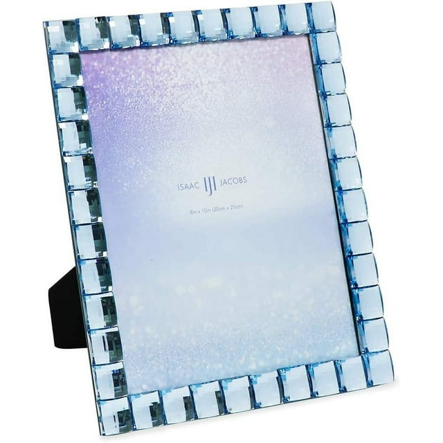 Isaac Jacobs Decorative Sparkling Light Blue Jewel Picture Frame, Photo ...