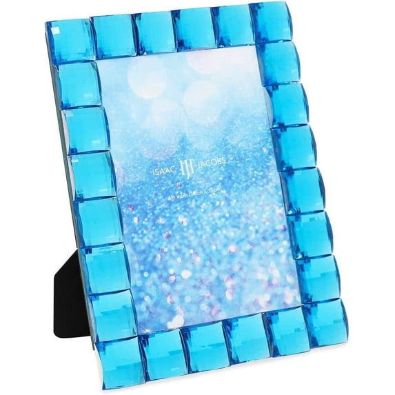 Isaac Jacobs Decorative Sparkling Turquoise Jewel Picture Frame, Photo ...