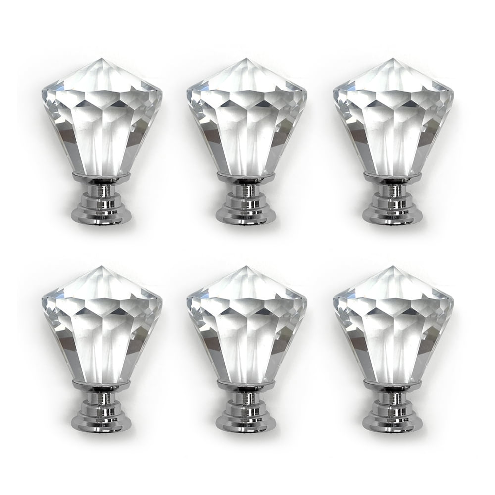 Isaac Jacobs Diamond Shape (42 mm) Crystal Knobs Set of 6, Cabinet ...
