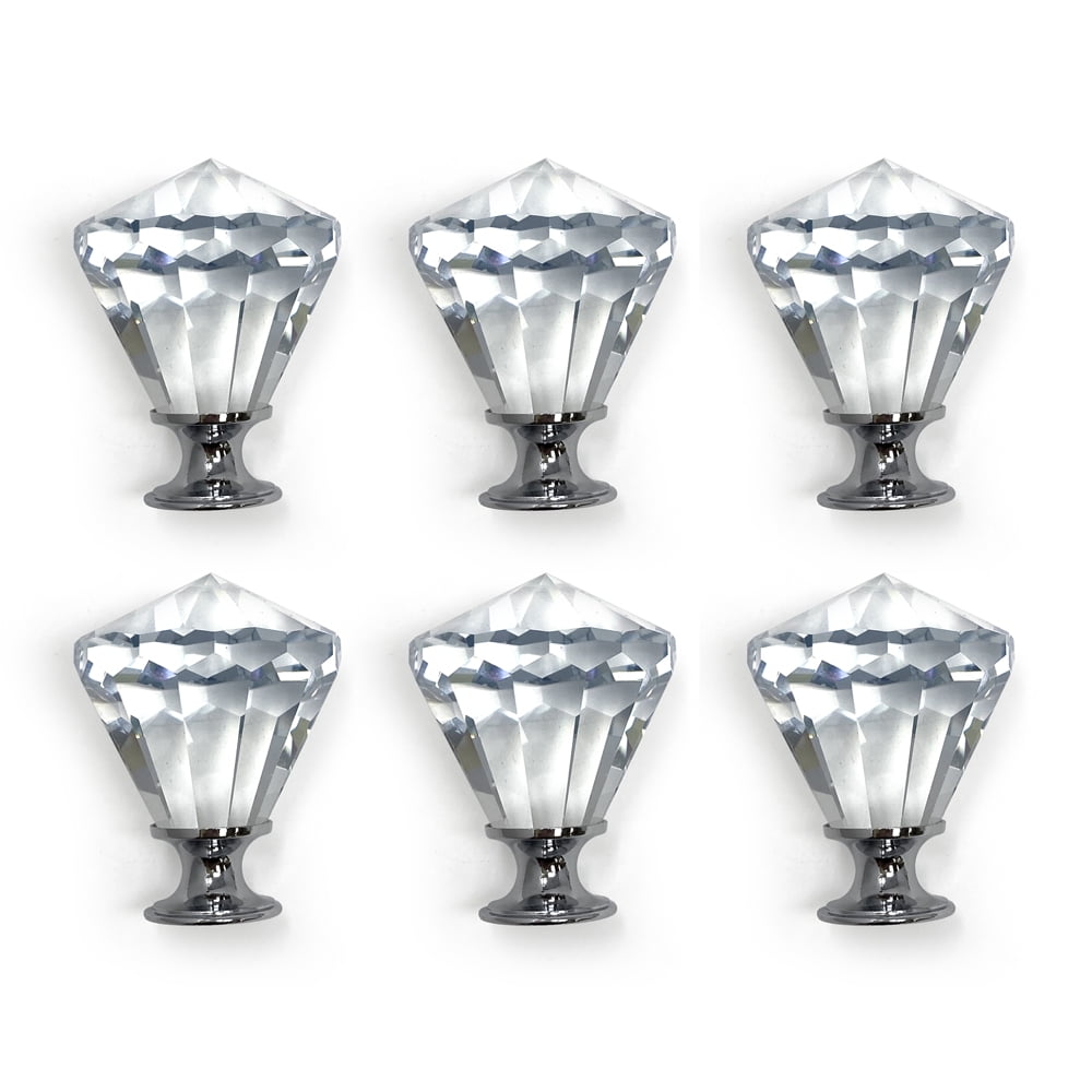 Isaac Jacobs Diamond Shape (53 MM) Crystal Knobs, Set of 6, Cabinet ...