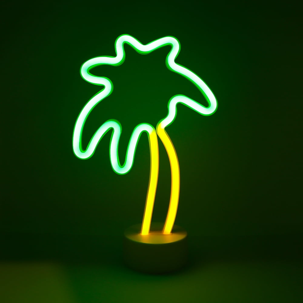 Isaac Jacobs LED Neon Green & Yellow Palm Tree Tabletop Lamp - Walmart.com