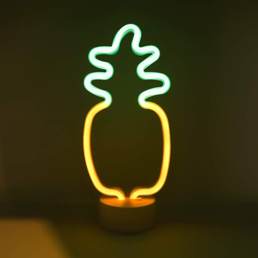 Isaac Jacobs LED Neon Green & Yellow Pineapple Tabletop Lamp - Walmart.com