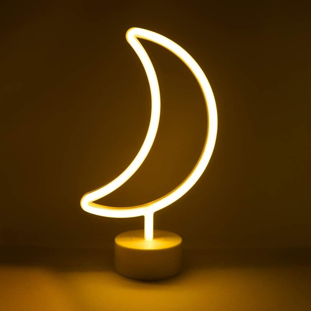 Isaac Jacobs LED Neon Yellow Crescent Moon Tabletop Lamp - Walmart.com