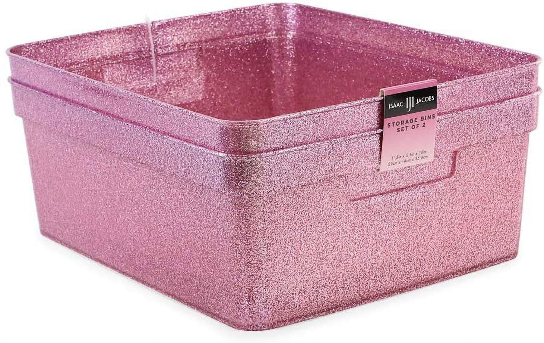 Isaac Jacobs Medium Glitter Storage Bin 14 x 11.5 x 5.5 Set w/Cut-Out ...