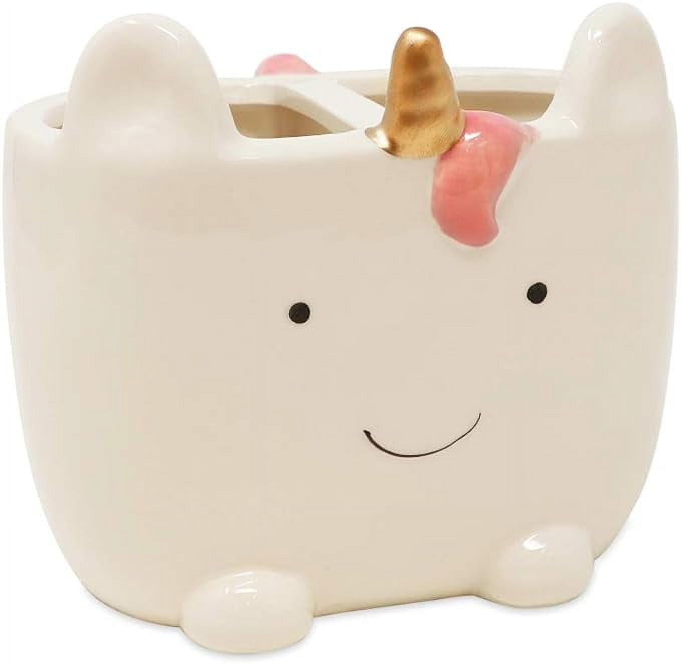 Isaac Jacobs White Ceramic Unicorn Makeup Brush Holder, Multi-Purpose 2 ...