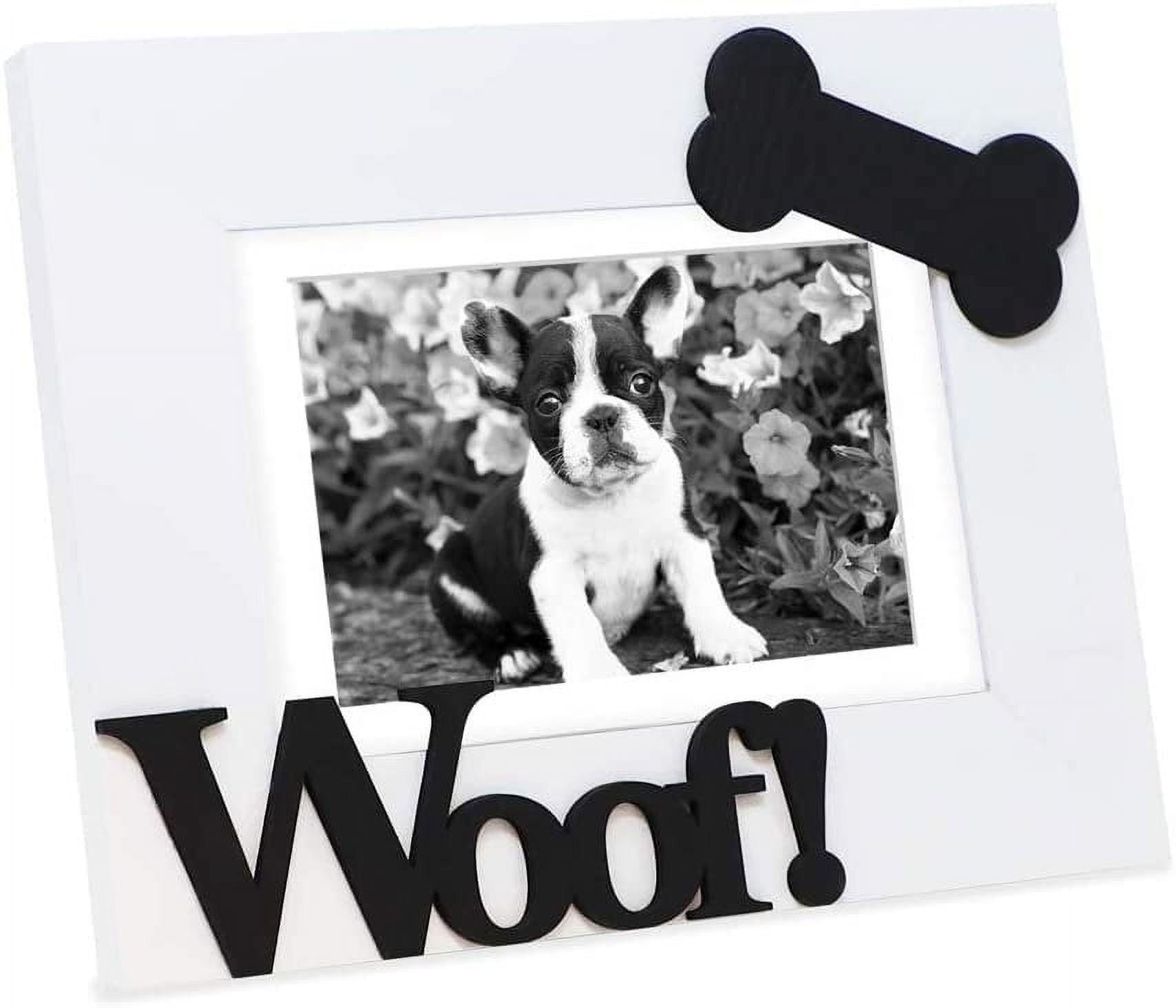 Isaac Jacobs White Wood Sentiments Dog Woof! Picture Frame, Photo Gift ...