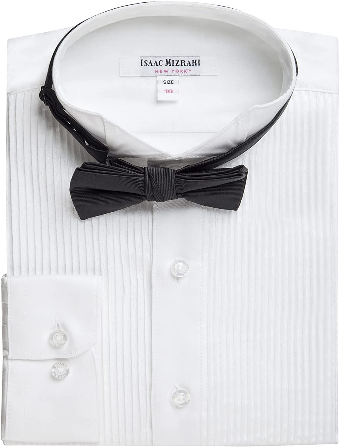 Isaac Mizrahi Boy's 100% Cotton Long Sleeve Wing Tip Collar Tuxedo ...