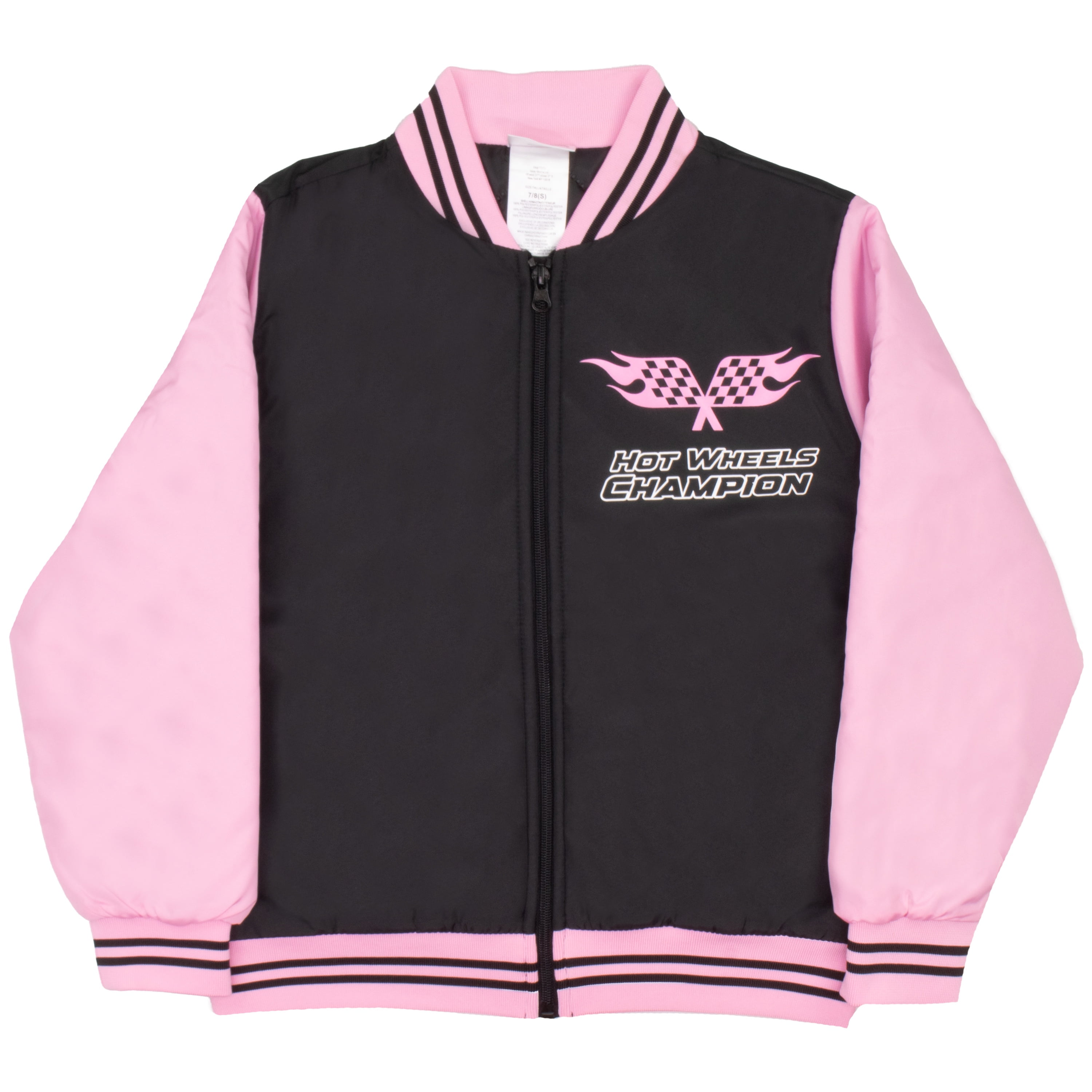 Hot Wheels Girls Bomber Jacket with Race Car Graphic Design Zip Up ...