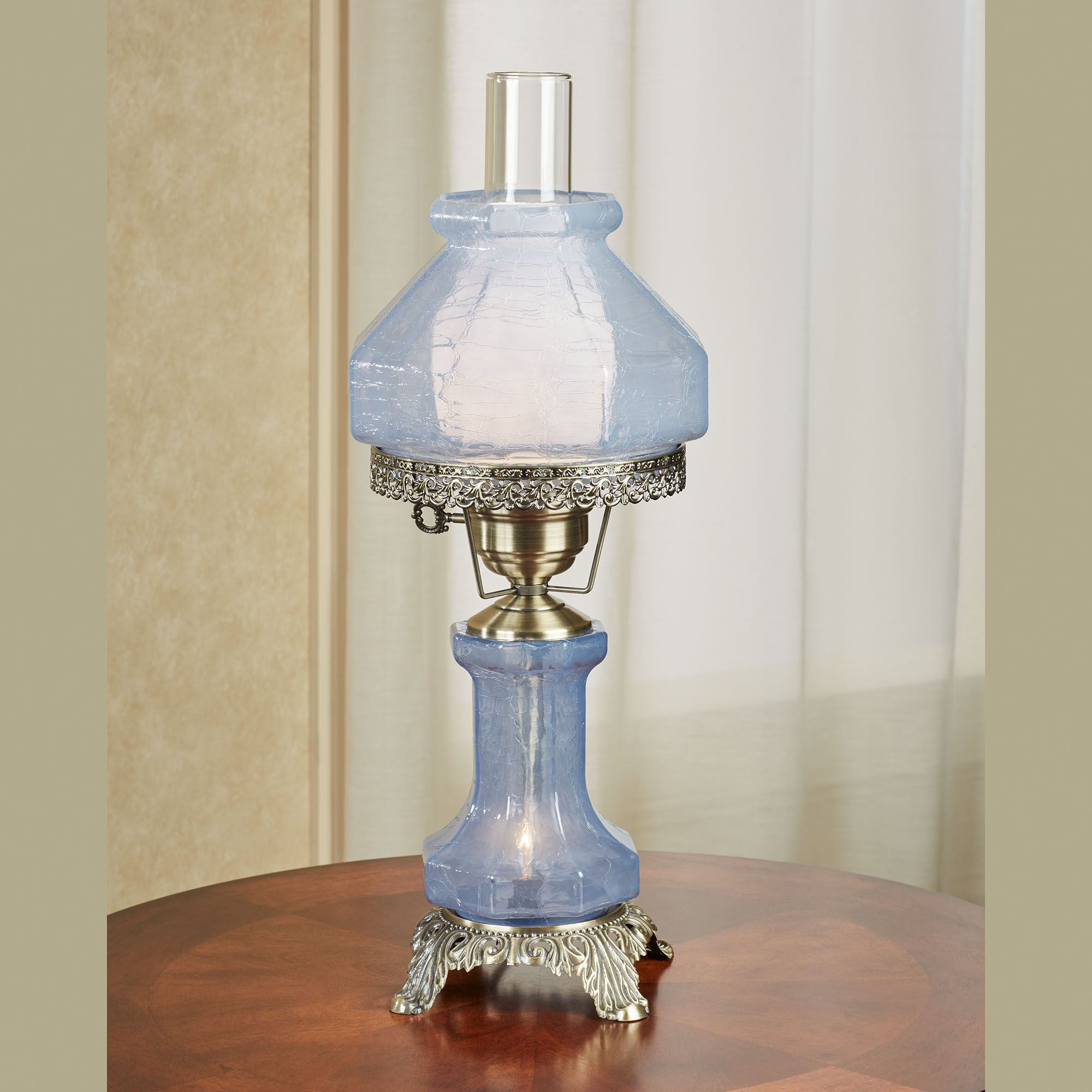 Isabel Hurricane Style Hand-blown Crackled Glass Table Lamp Blue ...