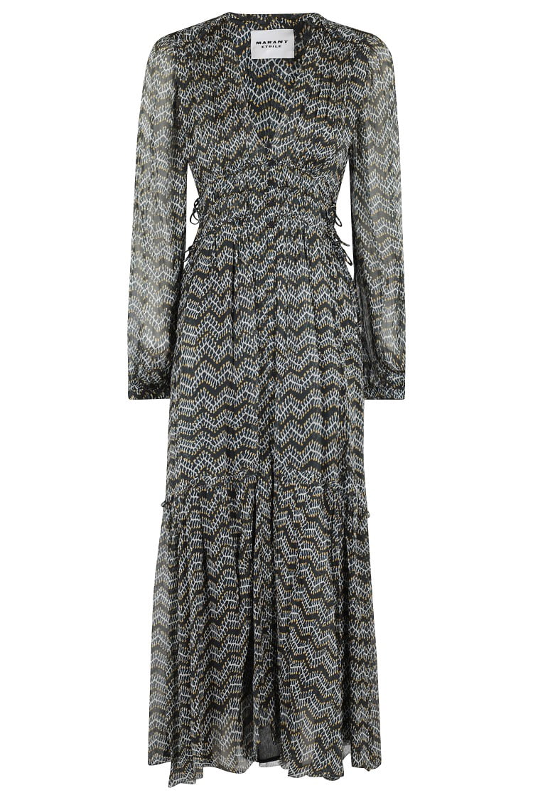 Isabel Marant Étoile Draped Black Maxi Dress With V-Neckline (Women's ...