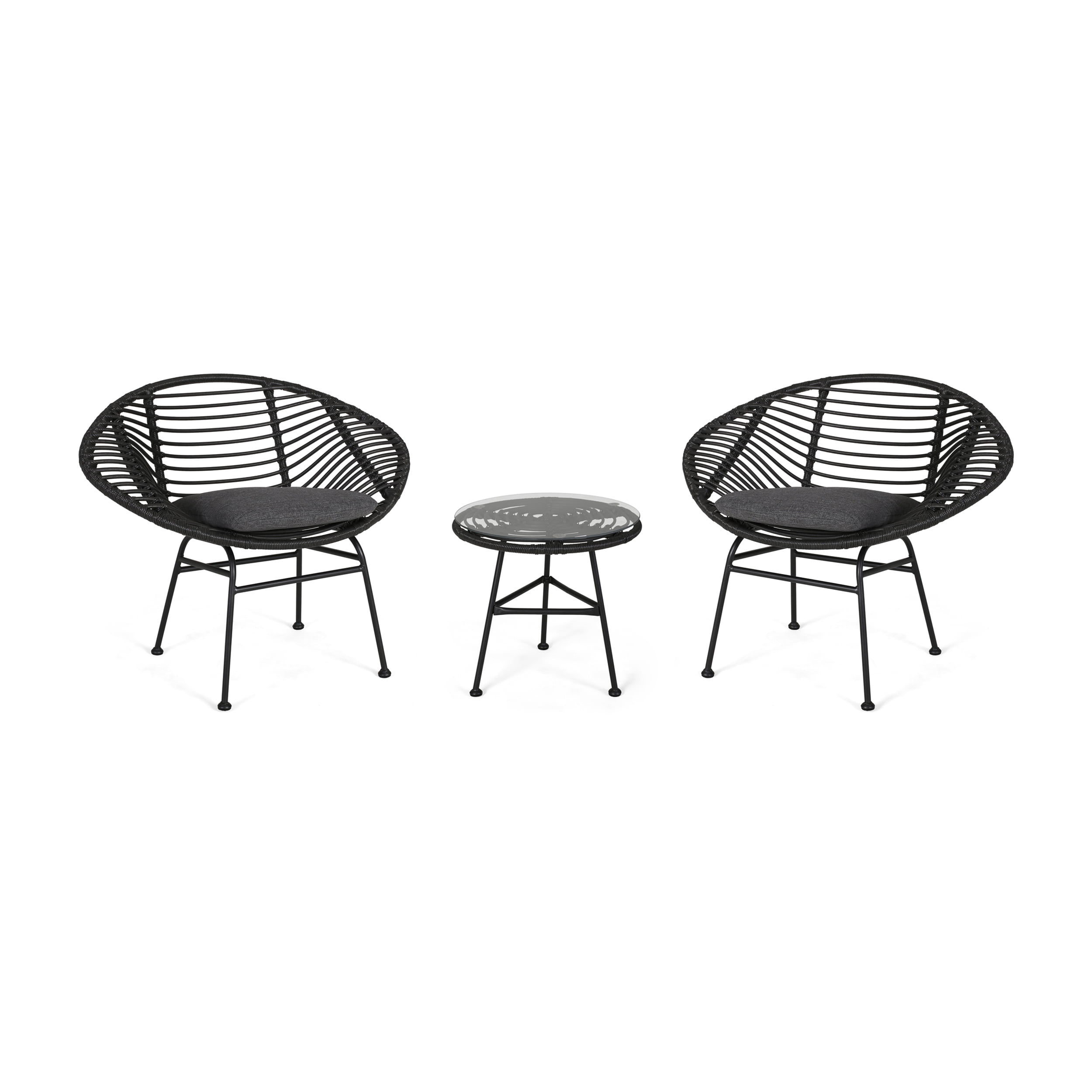 Isabel Outdoor Faux Wicker 2 Seater Chat Set with Tempered Glass Table - Walmart.com