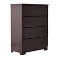 Isabela Solid Pine Wood 4 Drawer Chest Dresser - Mahogany - Walmart.com