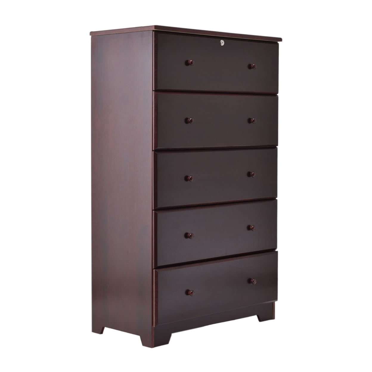 Isabela Modern Natural Wooden Solid Pine Wood 5 Drawer Chest Dresser ...