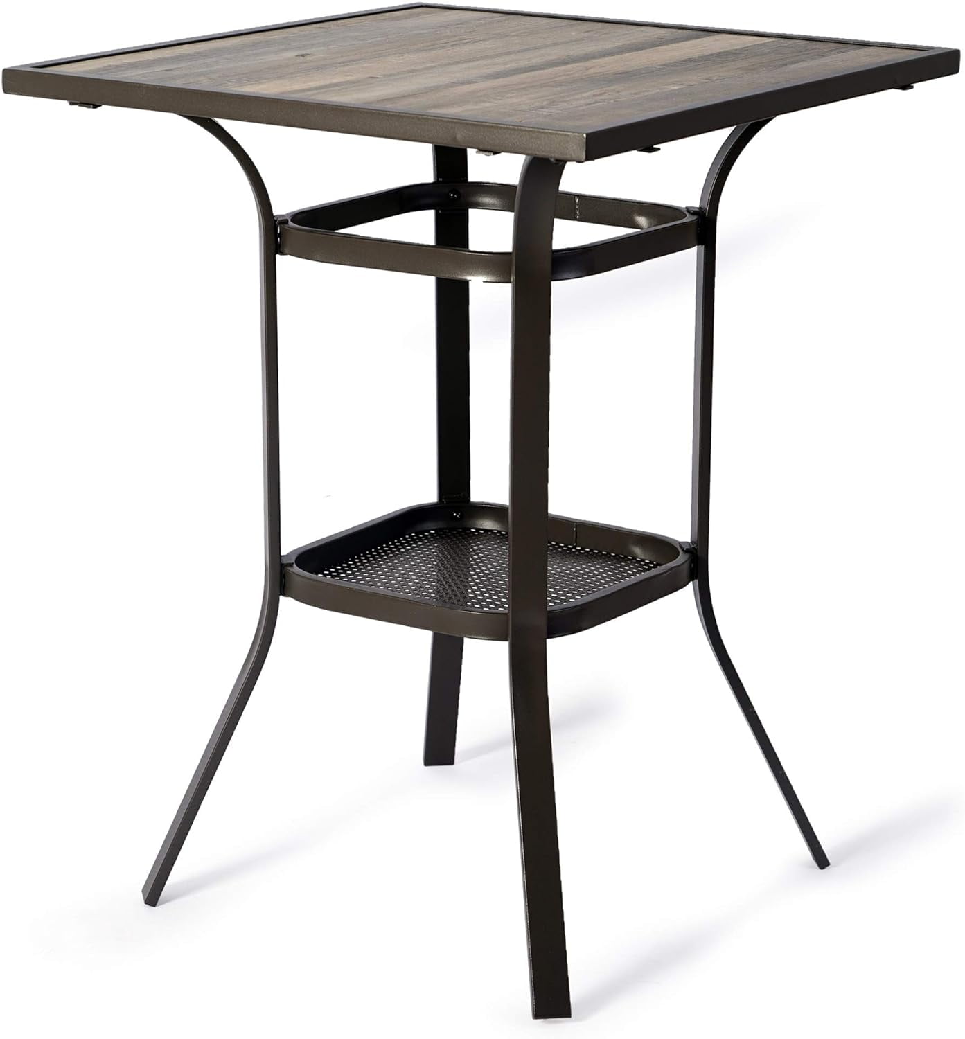 Isabella 28-Inch Patio Bar Height Table - Outdoor Steel Square High Top ...