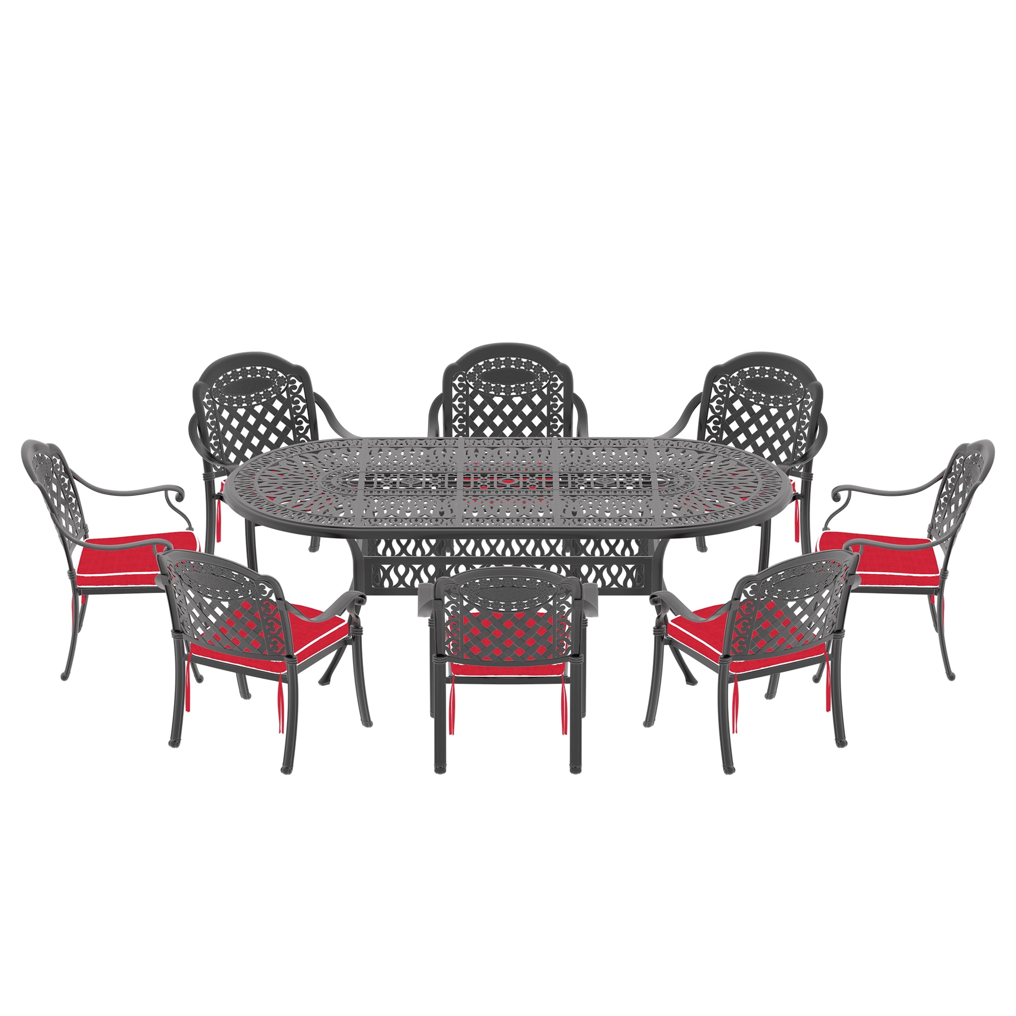 9-Piece Cast Aluminum Outdoor Table and Chairs, Classic Vintage Patio ...