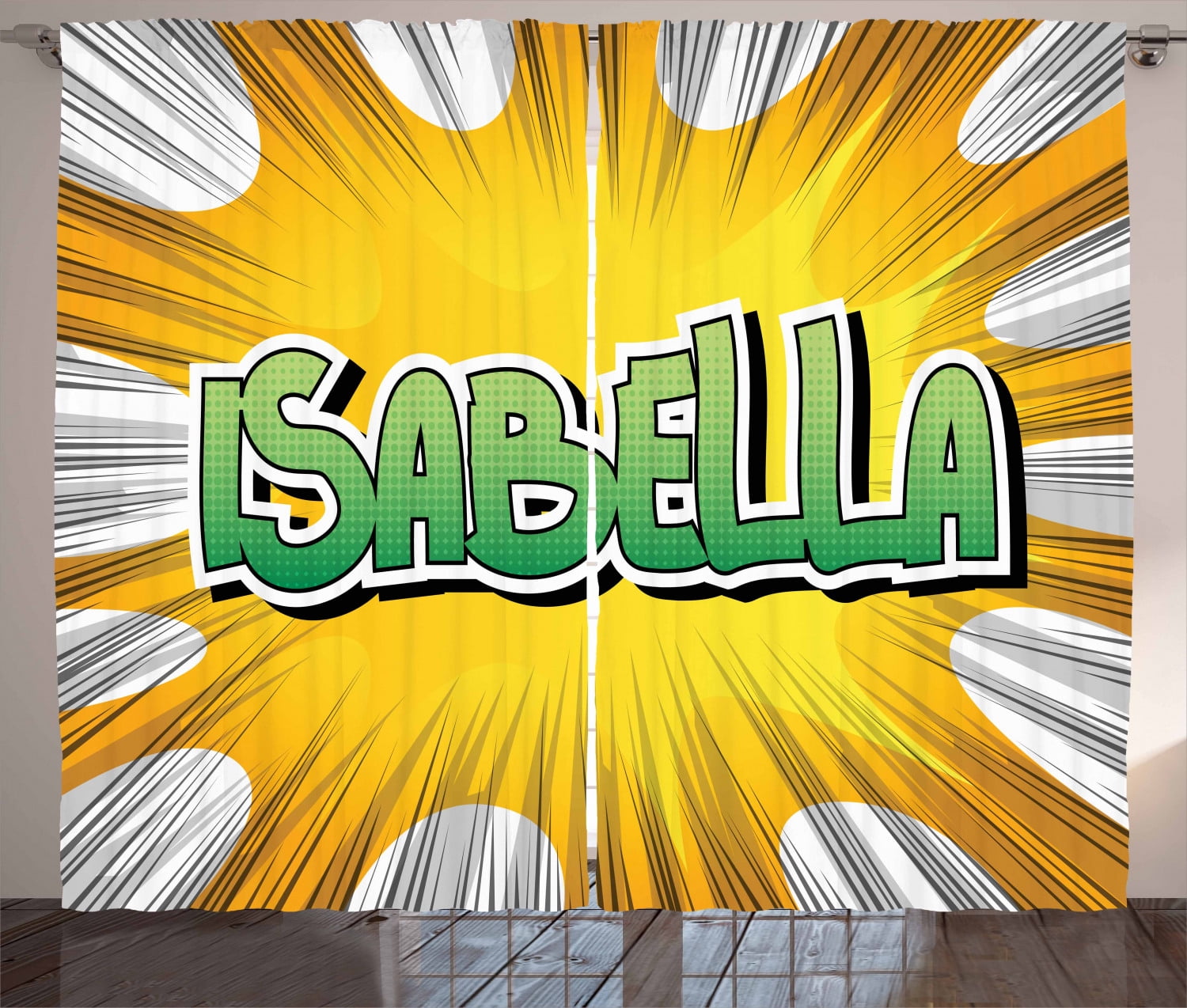 Ambesonne Isabella Curtains 2 Panel Set, American Birth Name, 108" x 84 ...