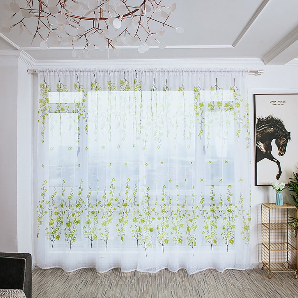 Isabella Floral Rod Pocket Lace Semi Sheer Voile Short Valance for ...