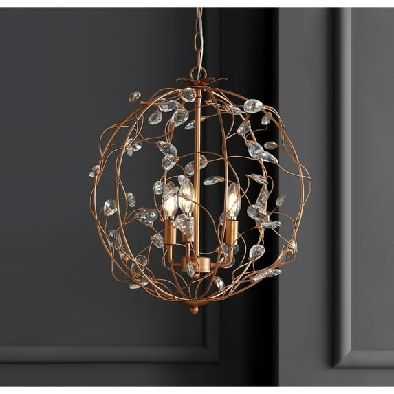 Isabelle 20" Adjustable Metal/Glass LED Pendant, Antique Gold - Walmart.com