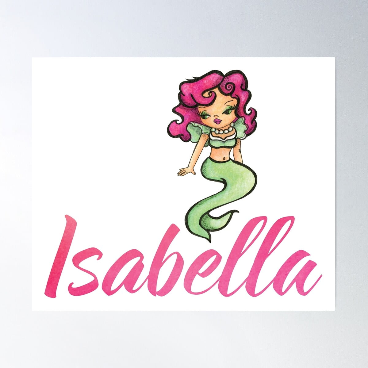 Isabelle With Vintage Mermaid Poster Wall Art, Modern Wall Decor For ...