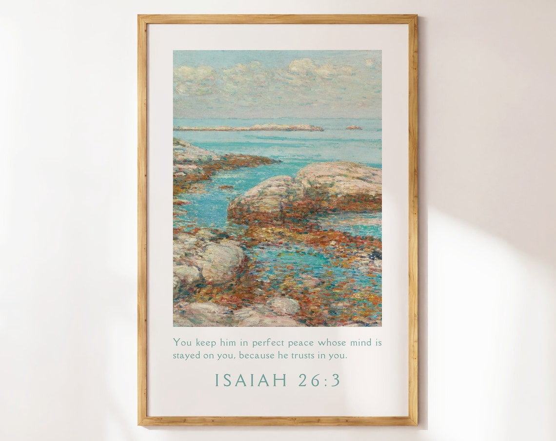 Isaiah 26:3 Vintage Christian Wall Art Coastal Granddaughter Landscape ...