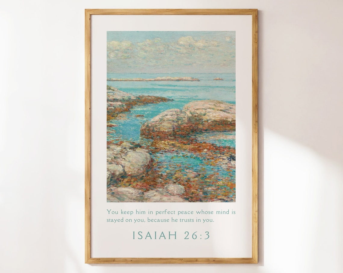 Isaiah 26:3 Vintage Christian Wall Art Coastal Granddaughter Landscape ...