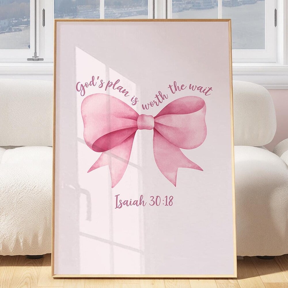 Isaiah 30:18 Wall Art Pink Christian Wall Art Girly Bible Verses Girls Biblical Poster Aesthetic ...