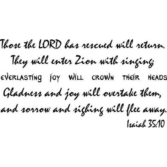 Isaiah 35:10, Bible Verse Vinyl Wall Decal by Scripture Wall Art, 11 ...