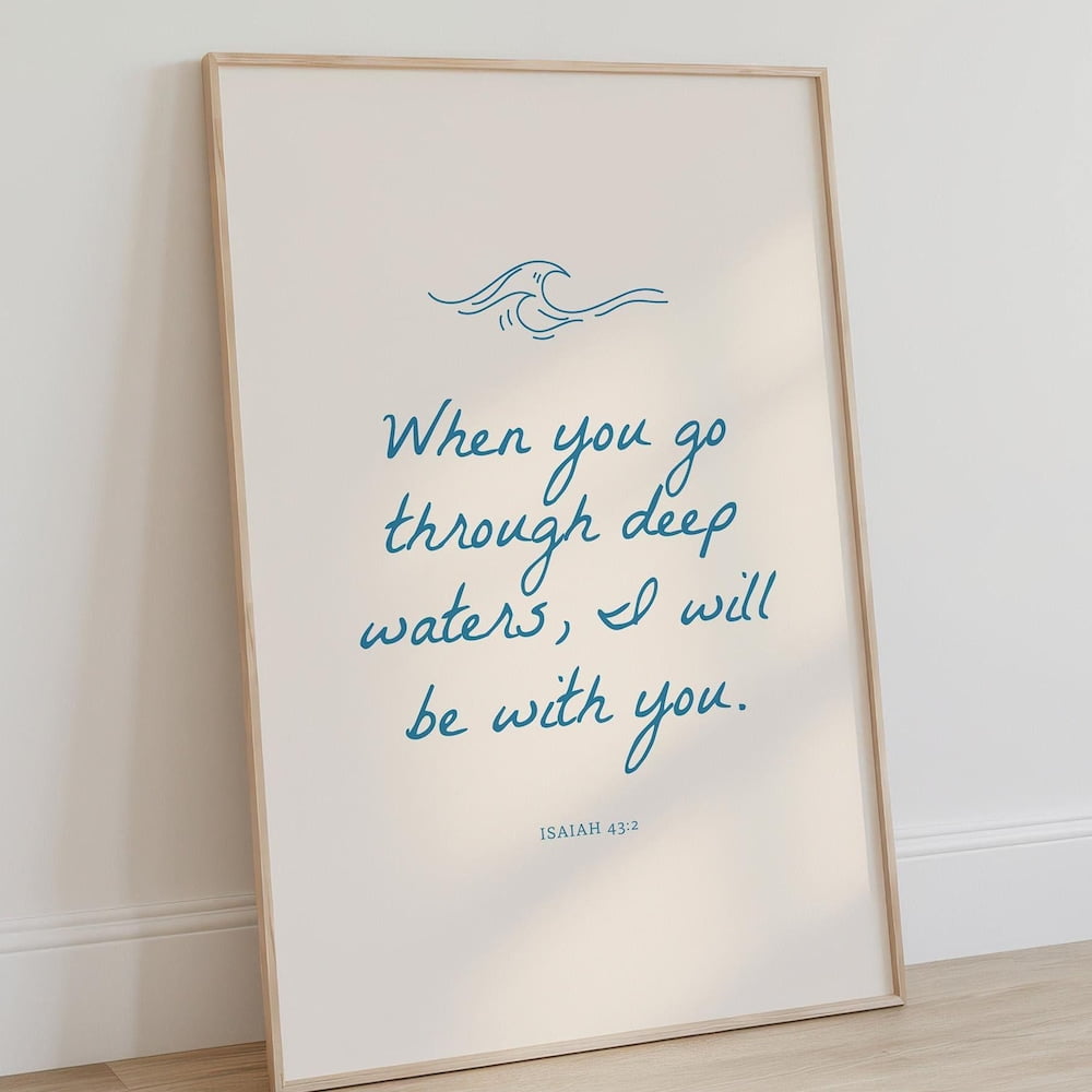 Isaiah 4 32 Wall Art Blue Christian Wall Art Scripture Wall Art Bible ...