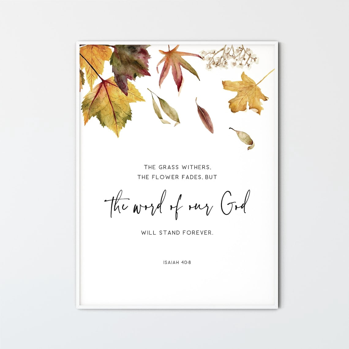 Isaiah 40:8 Thanksgiving Autumn Leaves Scripture Wall Art Poster ...