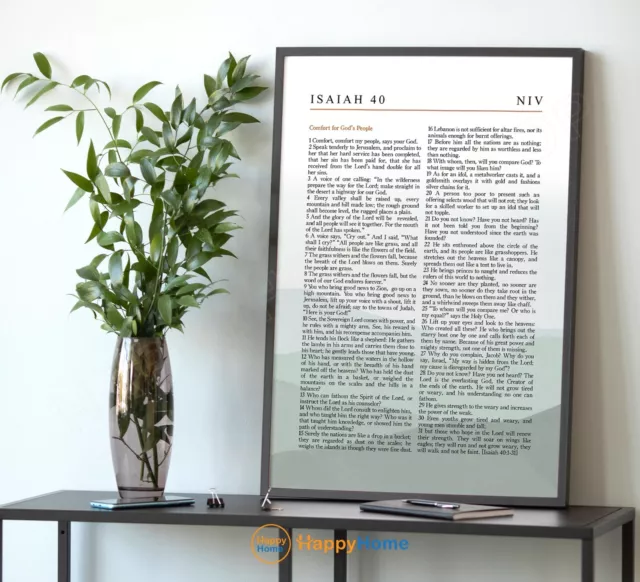 Isaiah 40 Niv Bible Verse Wall Art Scripture Print Christian Home Art ...