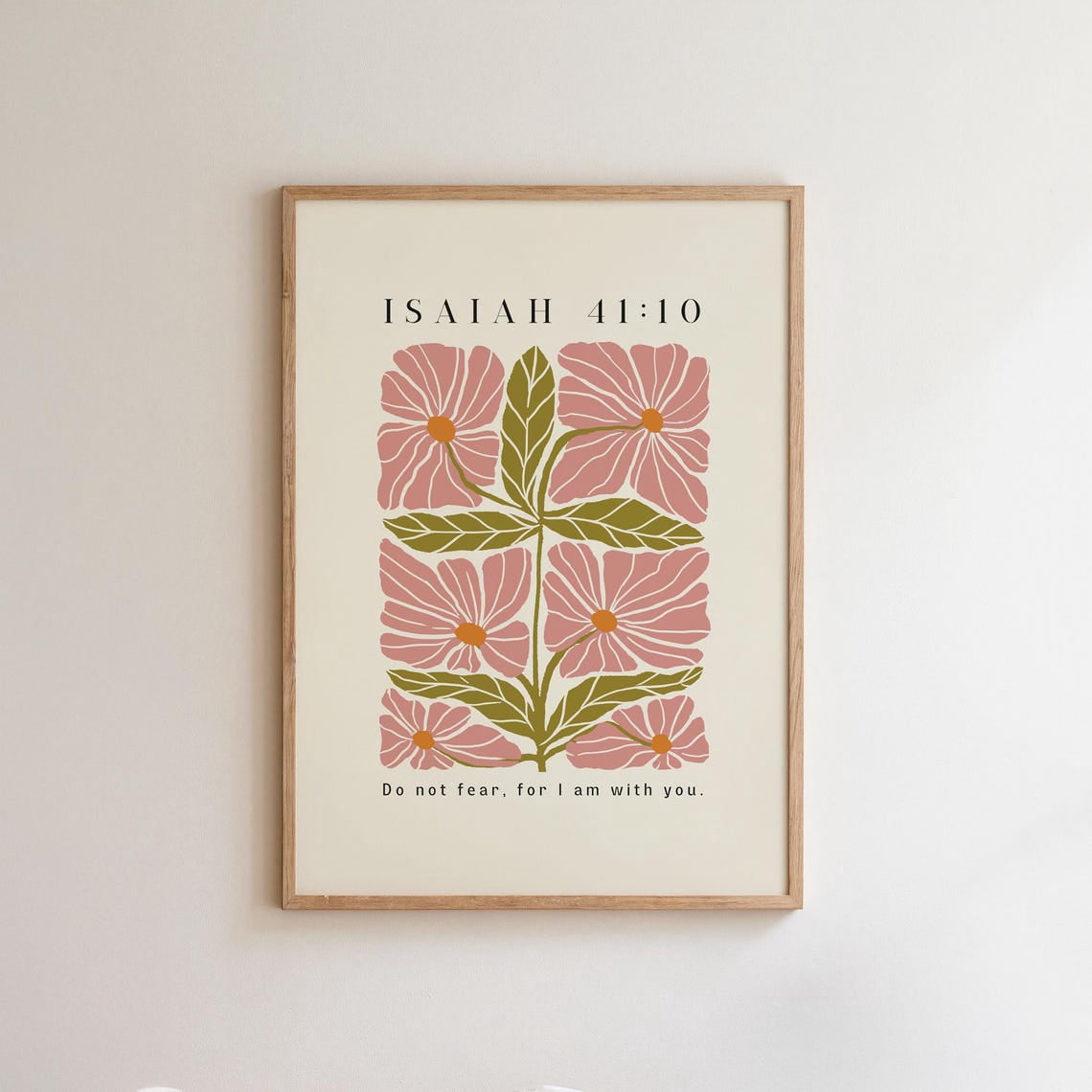 Isaiah 41:10 Floral Bible Verse Christian Wall Art, Unframed Paper ...