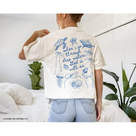 Isaiah 43:2 Bible Verse Tshirt Deep Waters Scripture Shirt Marine ...