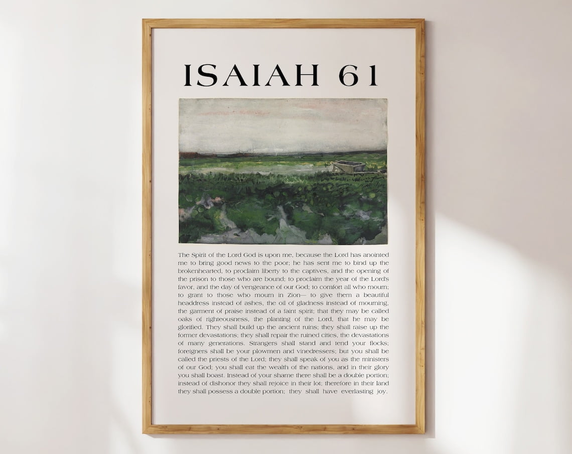 Isaiah 61 Vintage Christian Poster, Bible Verse Wall Art, Room Decor ...