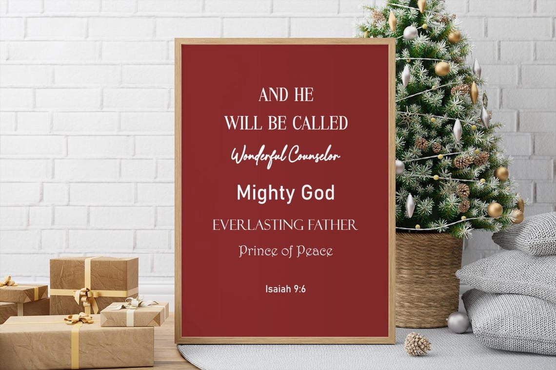 Isaiah 9 6 Bible Verse Mighty God Scripture Poster Christian Decor ...