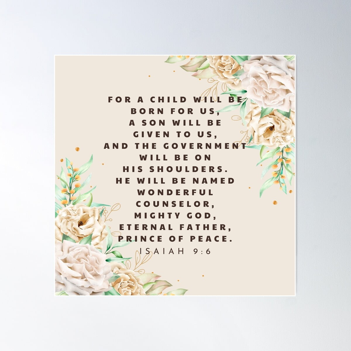 Isaiah 9 6 Christian Bible Verse Poster Wall Art, Modern Wall Decor For ...