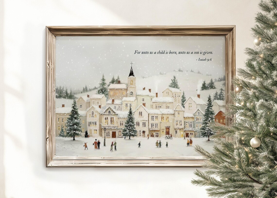 Isaiah 9:6 Christmas Bible Verse Wall Art, For Unto Us a Child Is Born ...