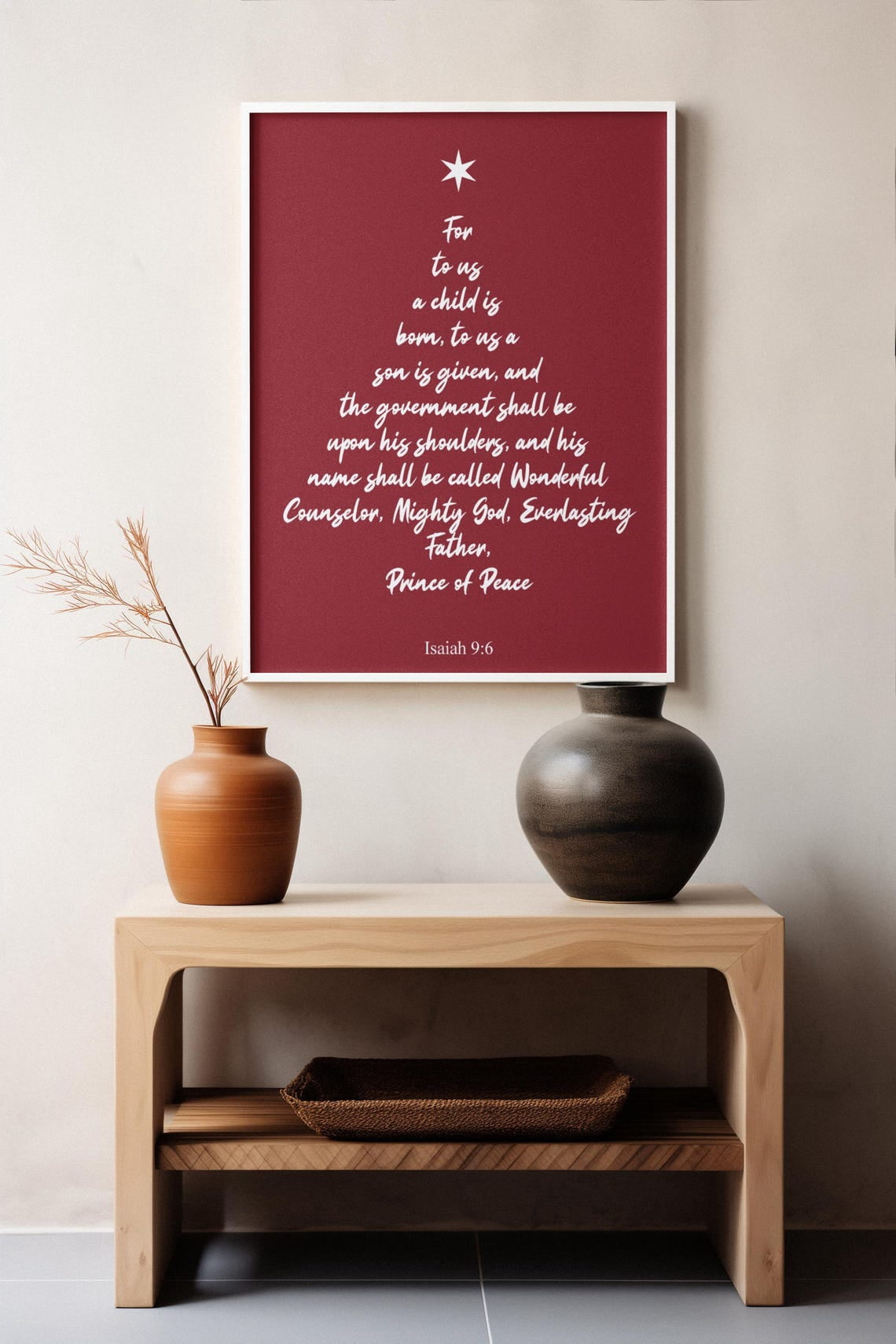 Isaiah 9 6 Tree Bible Verse Red Christian Wall Art Scripture Decor ...