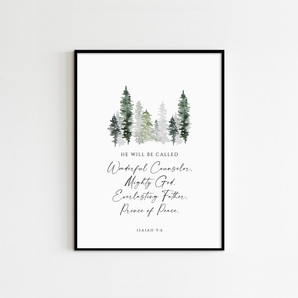 Isaiah 9:6, He Will Be Called Wonderful Counselor, Christmas Print ...