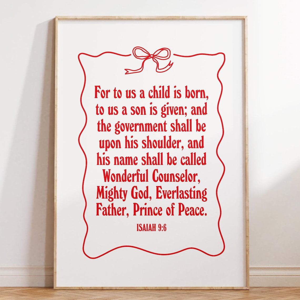 Isaiah 9 Coquette Room Decor Wall Art Christian Wall Art, Bible Verse ...