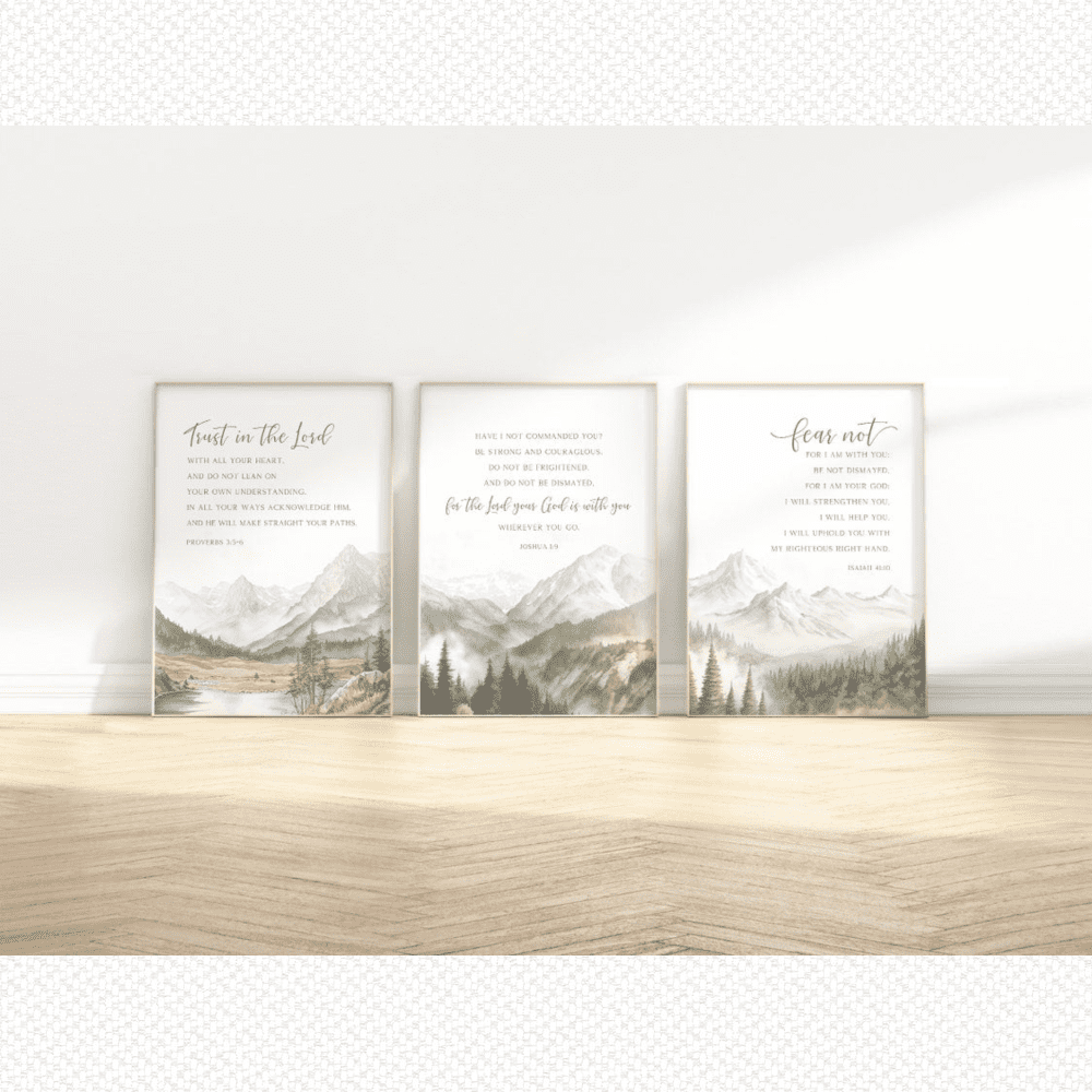 Isaiah Joshua Proverbs Bible Verse Christian Landscape Poster Set 3 ...