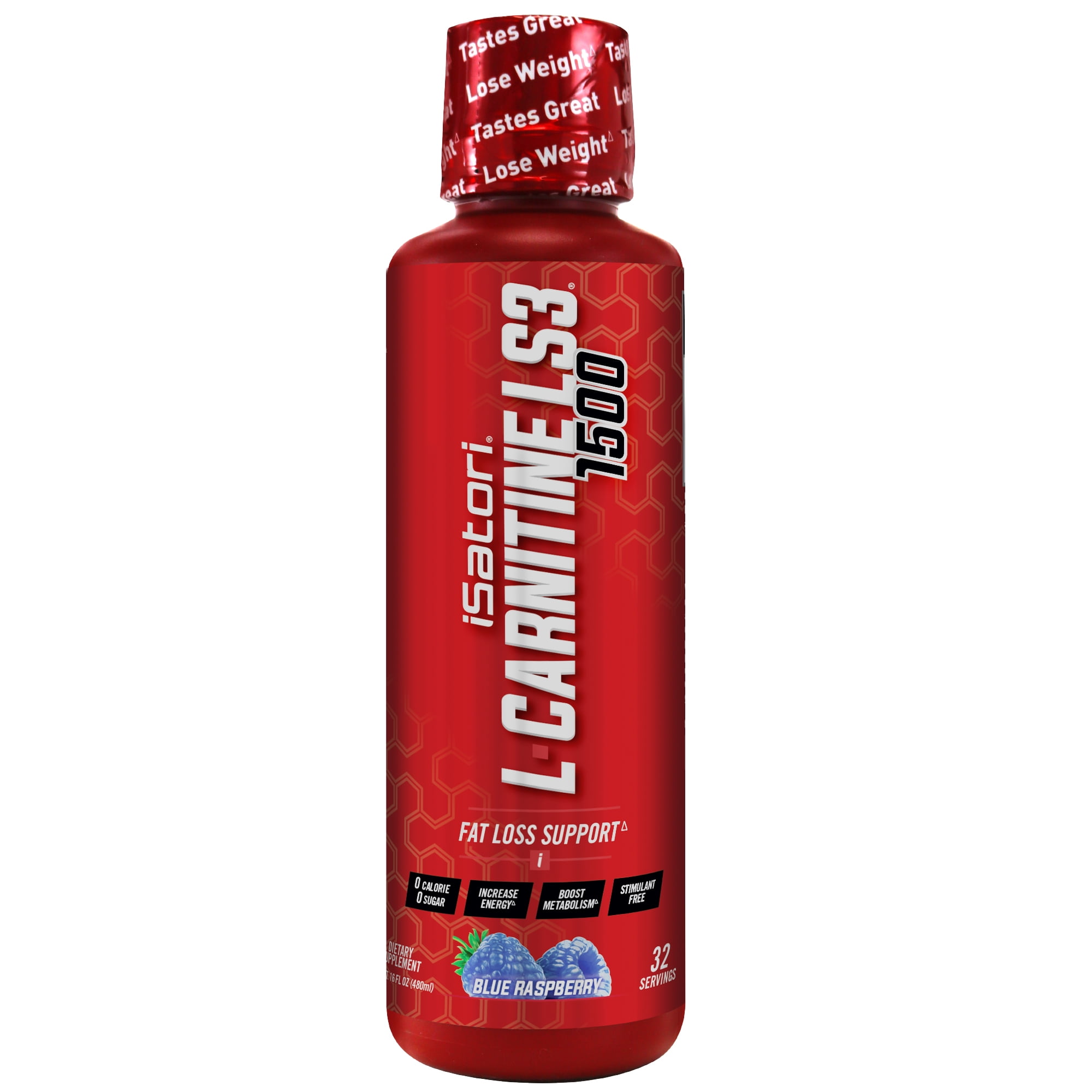 Isatori L-Carnitine LS3 1500, Blue Raspberry, 1,500 mg, 16 fl oz (480 ...