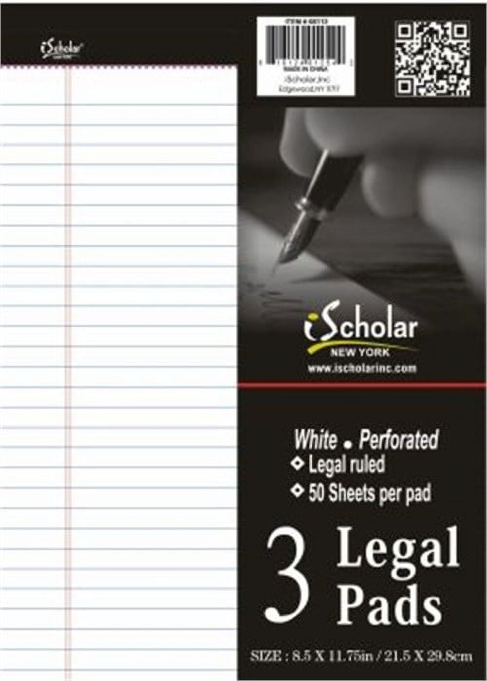 iScholar Legal Pad, 8.5in x 14in, White, 50 Pages - Walmart.com