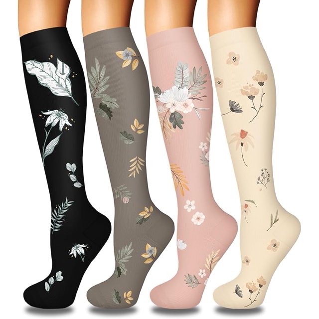 Iseasoo 4 Pairs Compression Socks for Women Circulation-Best Support ...