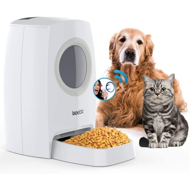 Iseebiz Automatic Dog Feeder, Cat Food Dispenser with Desiccant Box 6L ...