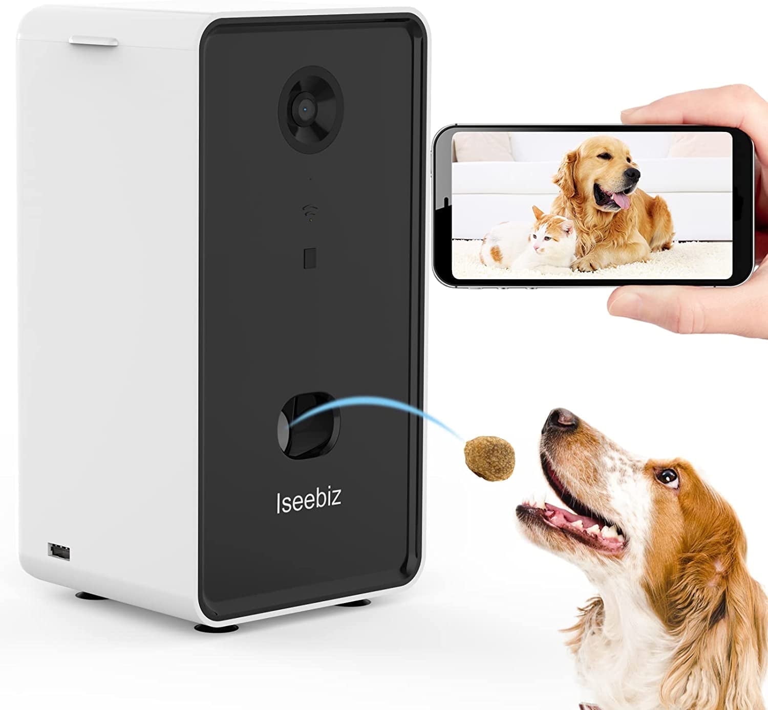 DEWEL Dog Cat Camera Treat Dispenser, 720P/1080P Night Vision Pet Cam ...
