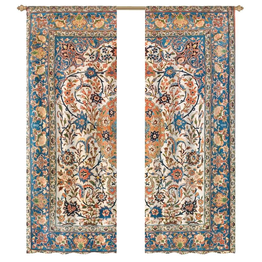 Isfahan Antique Central Persian Carpet Print Modern Tulle Window ...