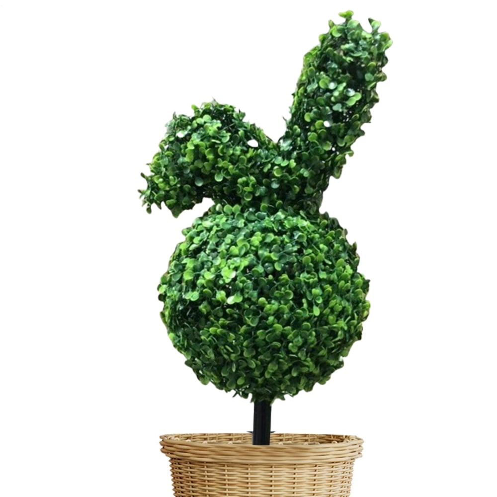 Ishine Bunny Topiary Tree 27.5 Inch Faux Boxwood Bush Plant with Ground ...