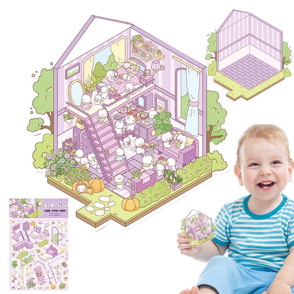 Ishine Make Your Own House Stickers Cartoon House Sticker 3D Effect ...